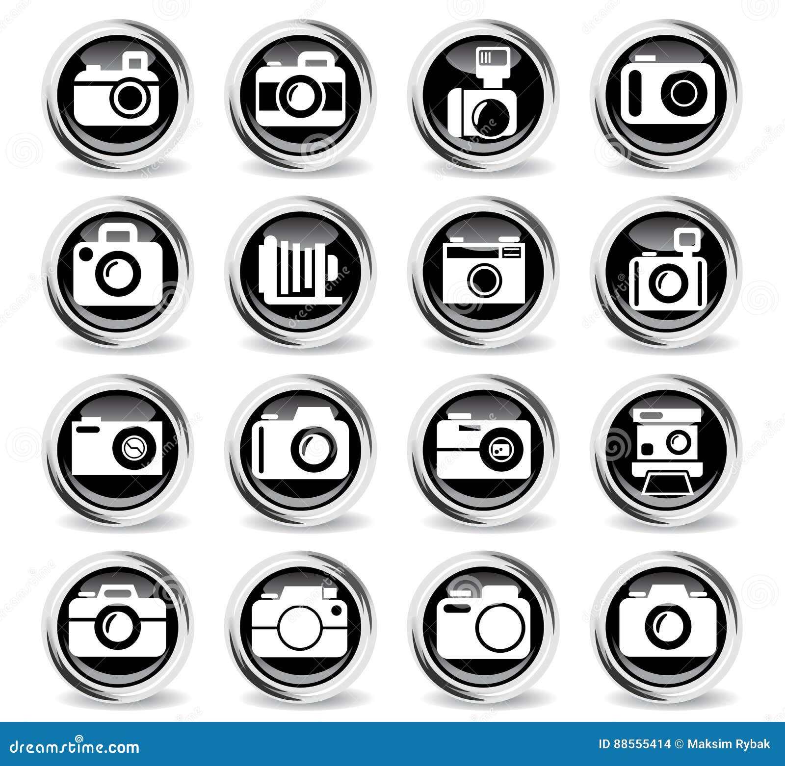Camera icon set stock illustration. Illustration of symbol - 88555414