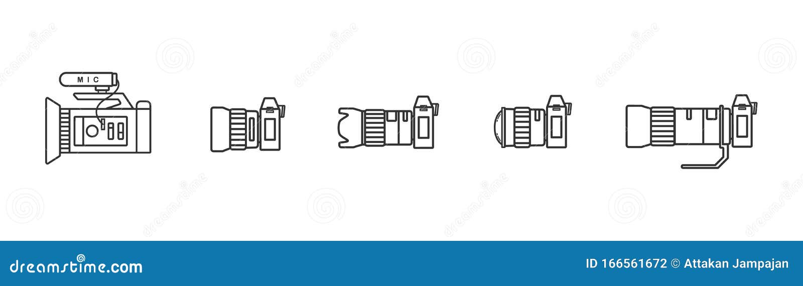 Camera Icon Set,Side View of Photo Equipment,Flat Design. Stock Vector ...