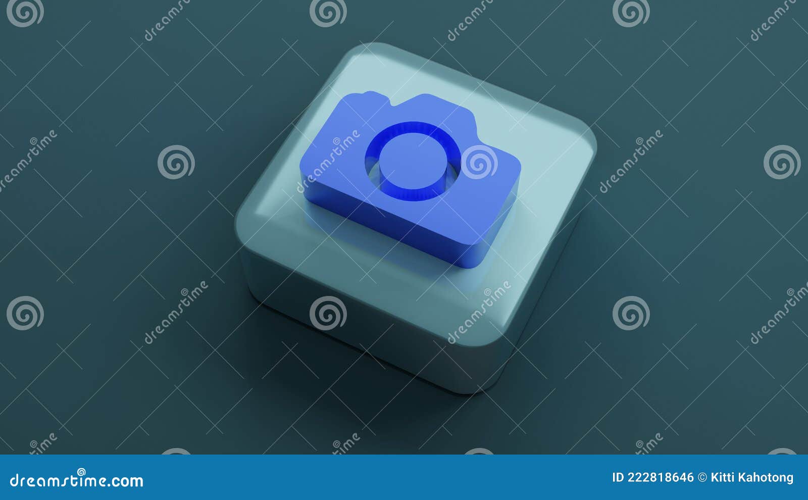 Camera Icon on Square Shape , 3d Rendering Stock Illustration ...