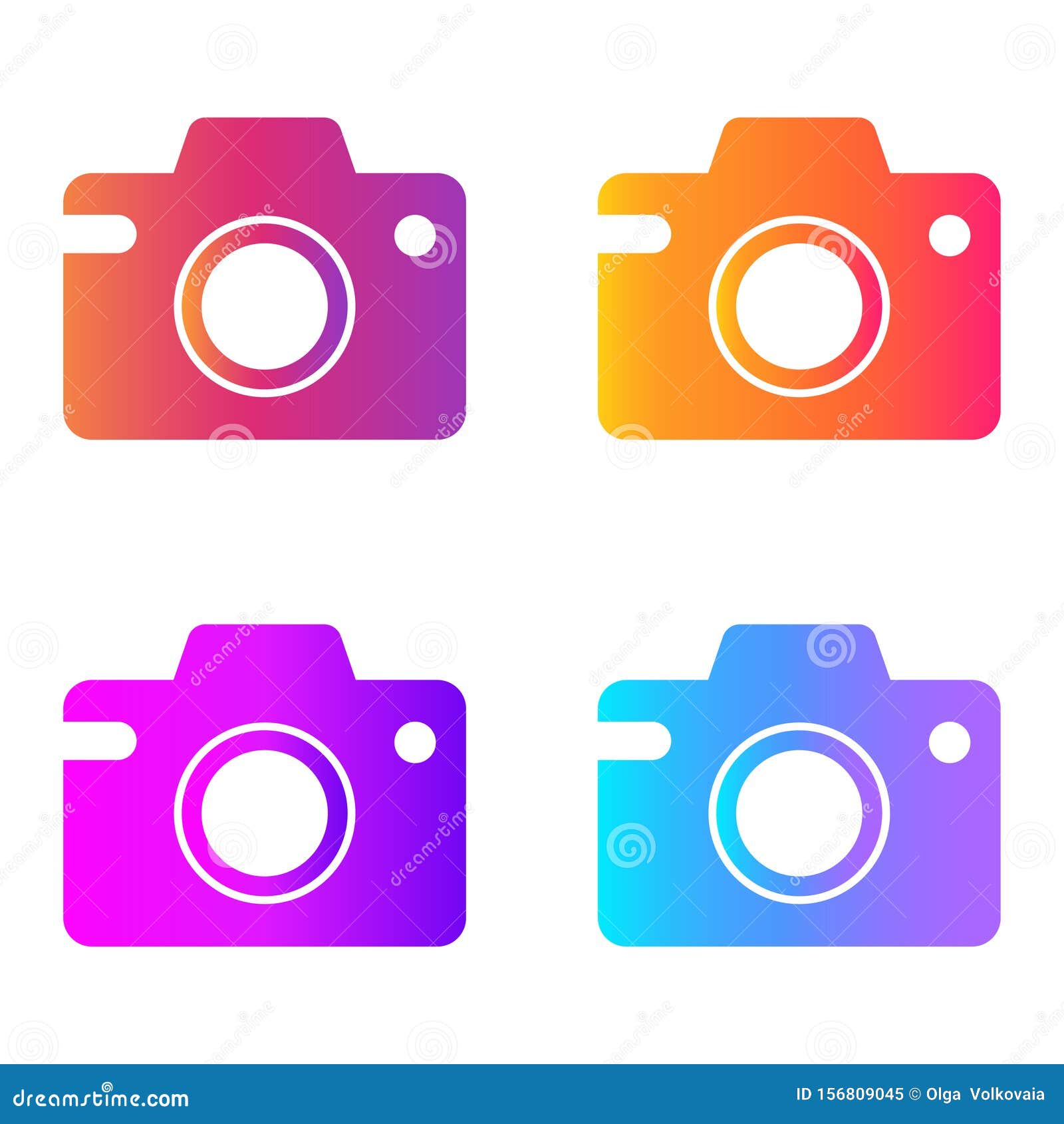 Camera Icon in Trendy Flat Style. Vector Gradient Fresh Color Set Stock ...
