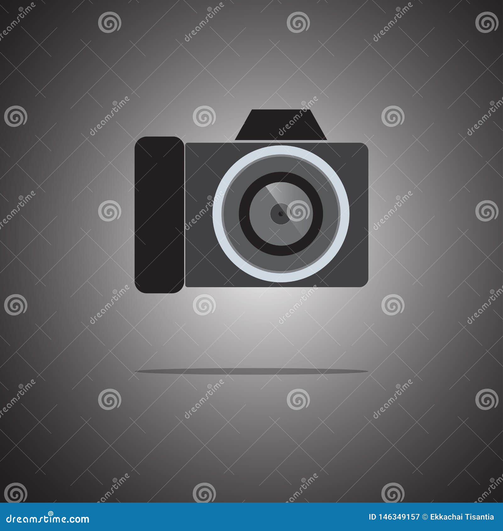 Camera Icon Flat Style on Gradient Background. Vector. Illustration ...