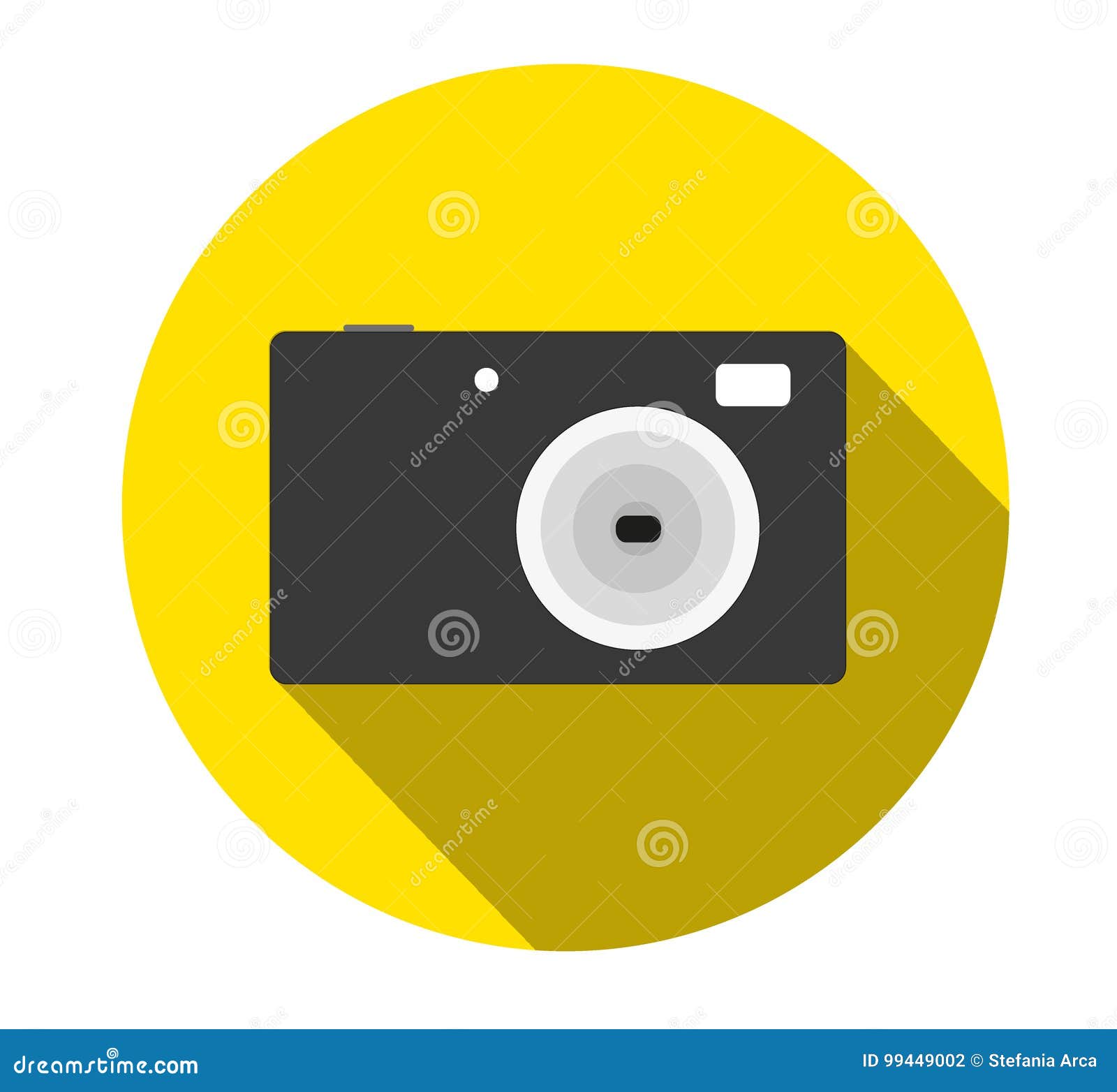 Camera Icon in Yellow Round Background Isolated. Stock Illustration ...