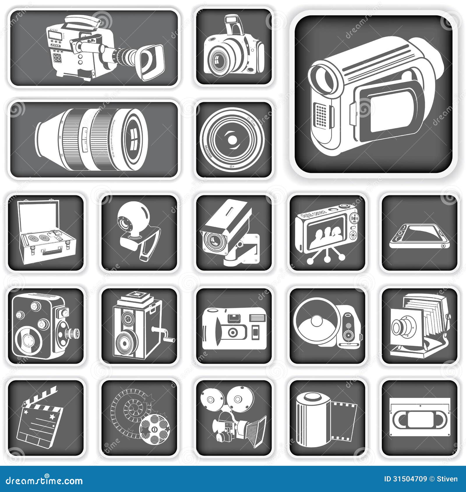 Camera icons stock vector. Illustration of clip, production - 31504709
