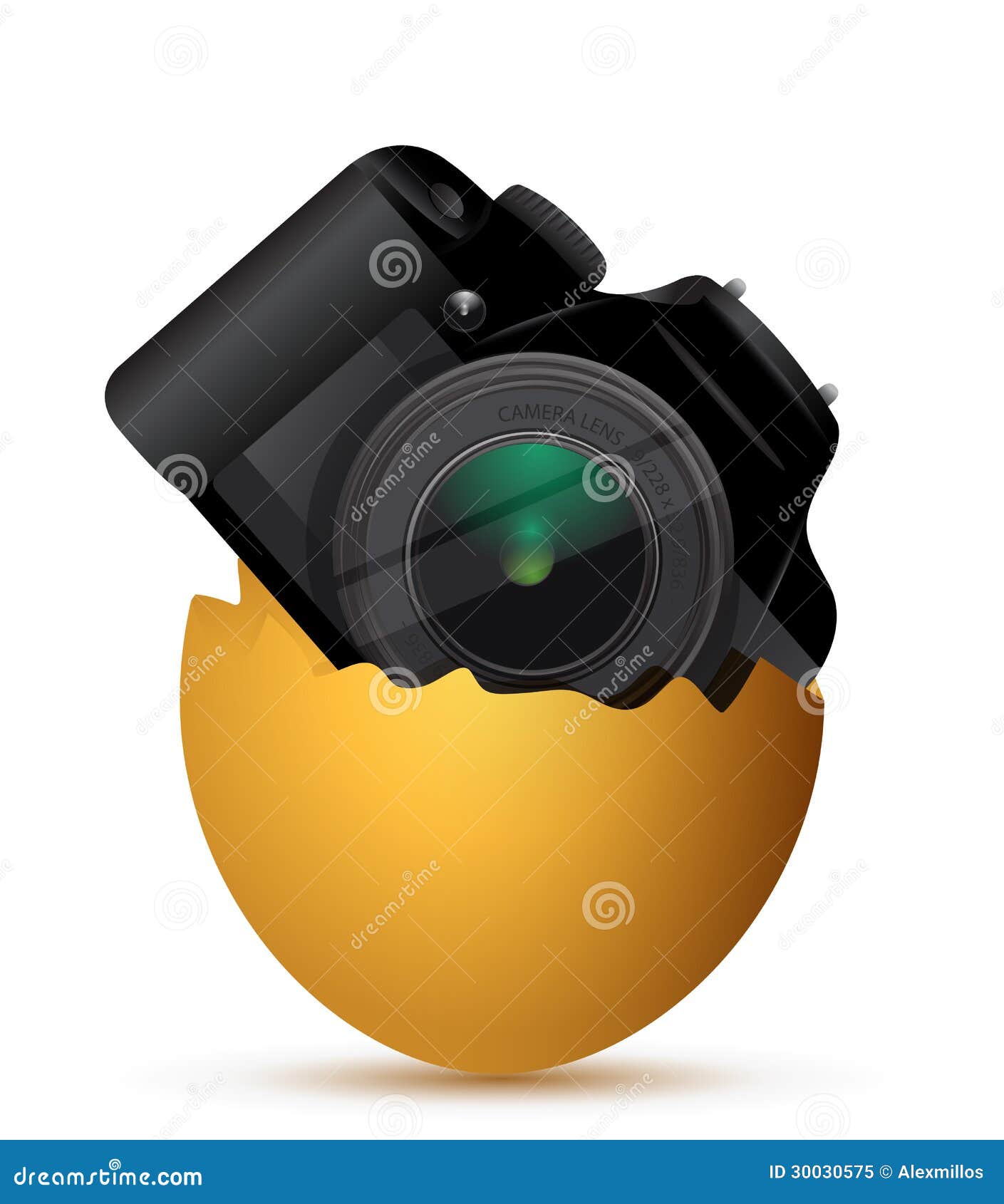 Camera inside a broken egg stock illustration. Illustration of easter ...