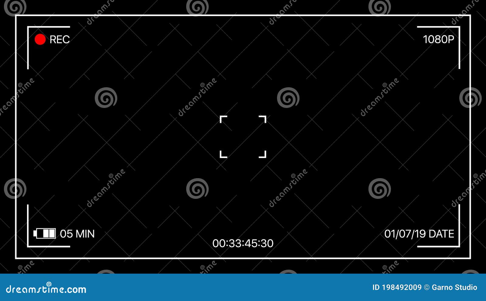 Camera Interface Template Vector Illustration on Black Background Stock ...