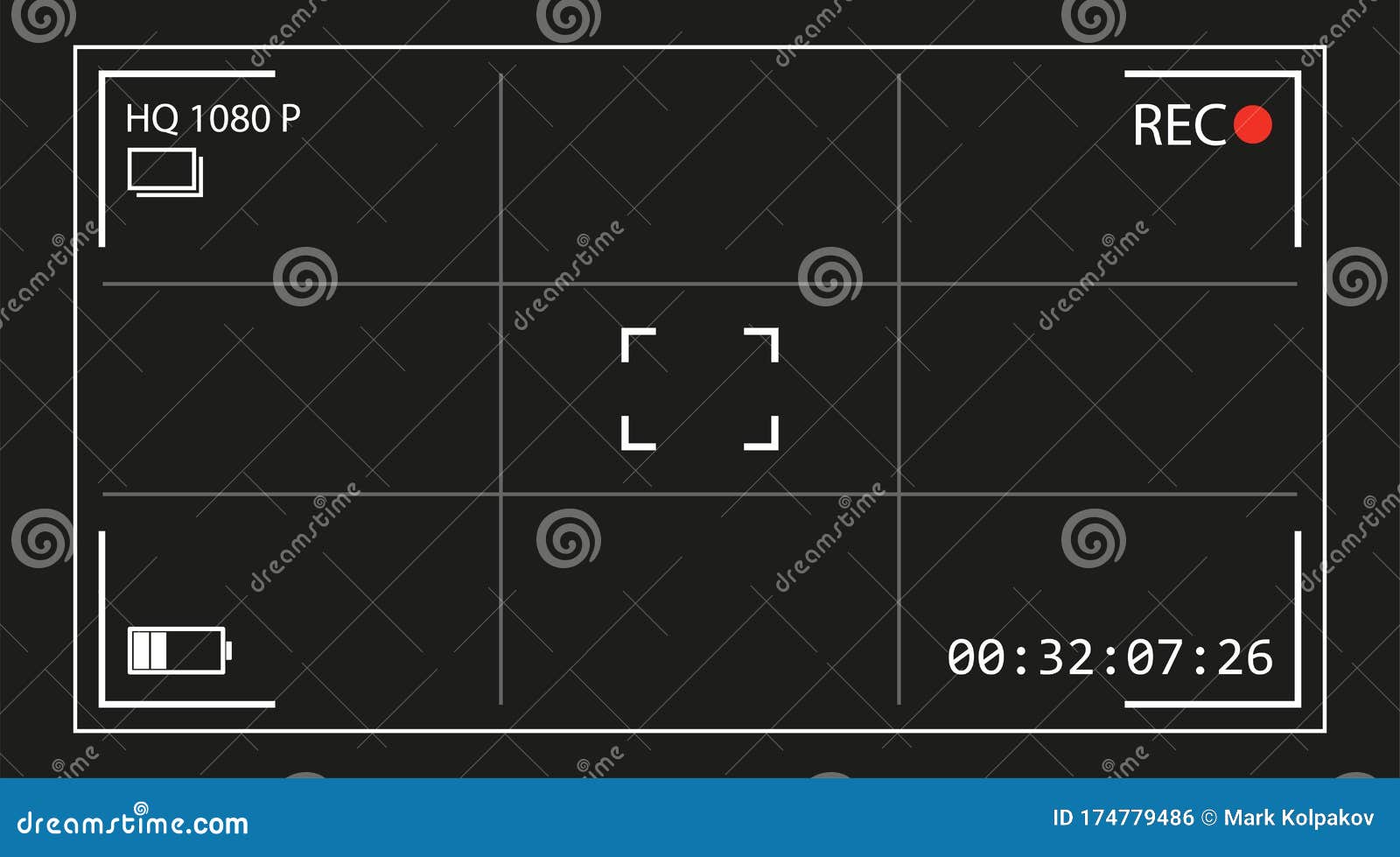 Camera Interface Vector Movie Illustration. Vector on Black Bacground ...