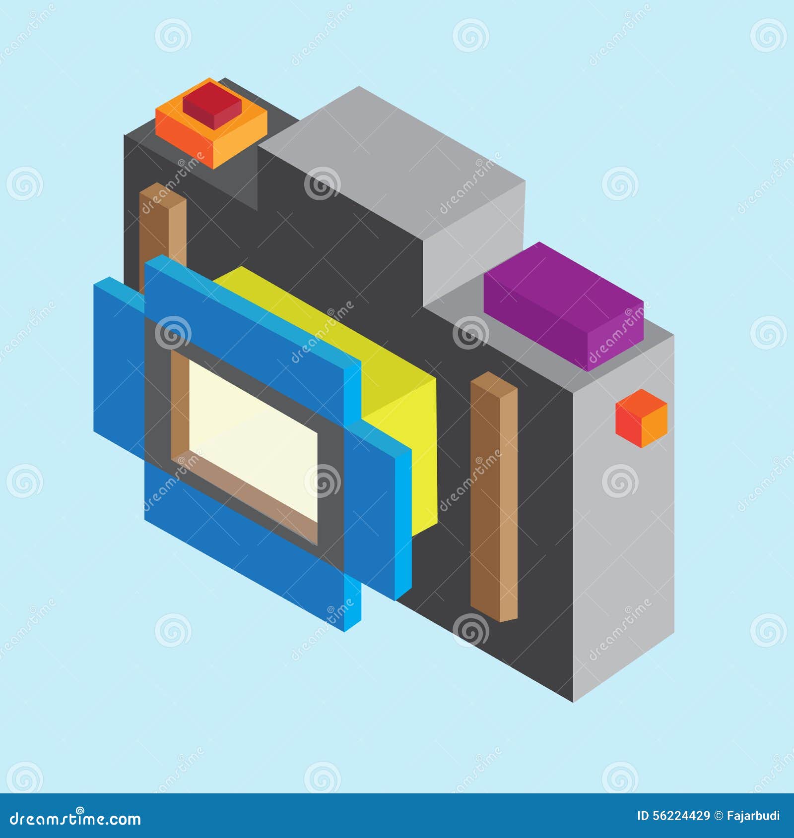 Camera with Isometric Style Stock Vector - Illustration of icon, color ...