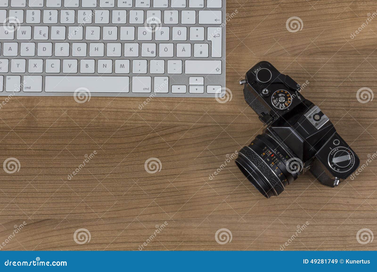 Camera Keyboard on a Desktop Stock Image - Image of camera, space: 49281749
