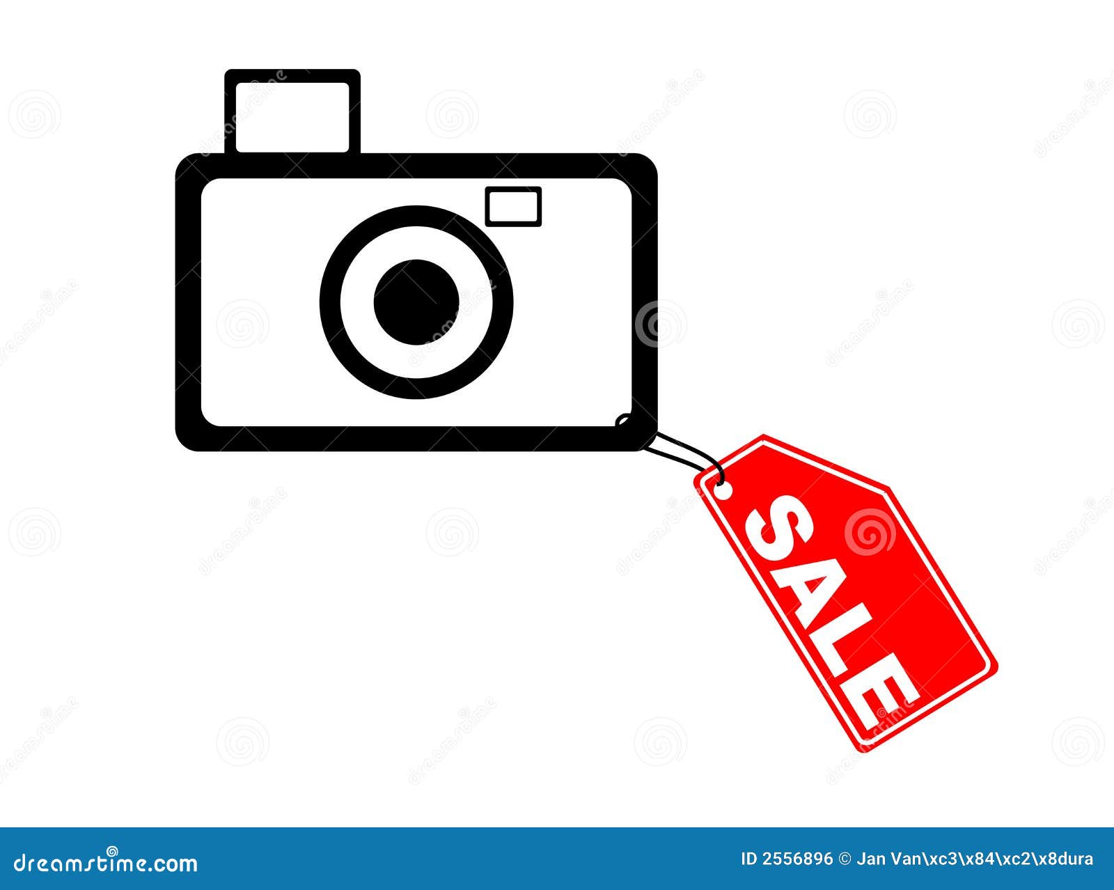 Camera with label stock vector. Illustration of purchase - 2556896