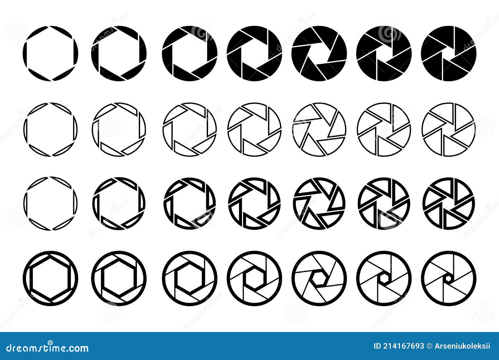 Camera lens aperture icons stock vector. Illustration of aperture ...