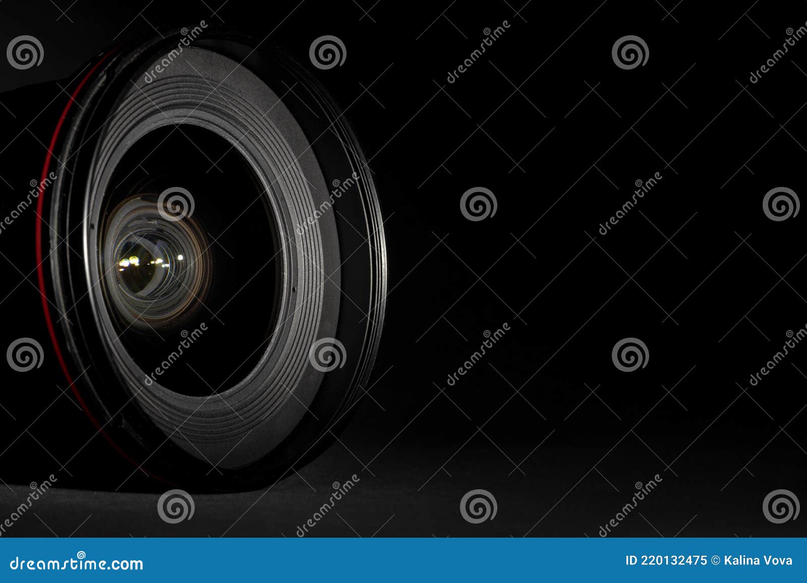 A Camera Lens on Black Background Stock Image - Image of camera, dark ...