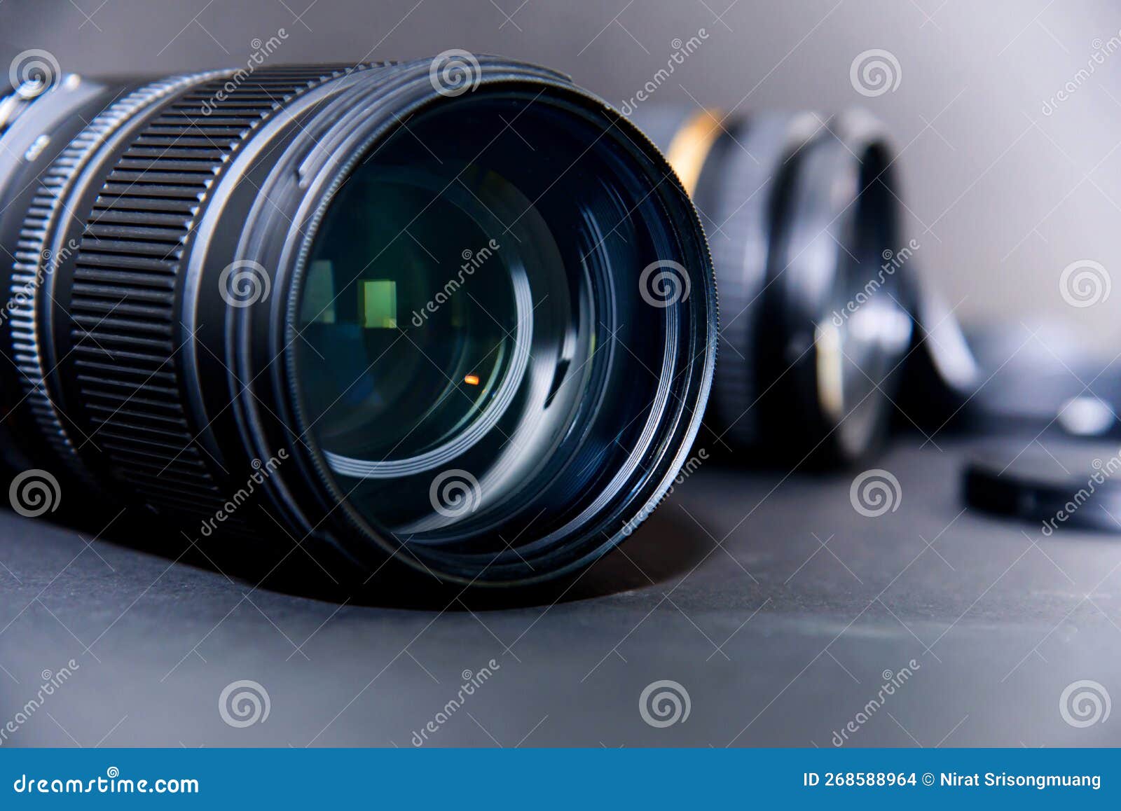 Camera Lens on a Black Background. Close-up Stock Photo - Image of ...