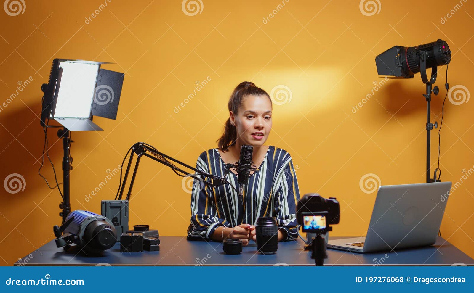 Camera Lens Comparison from Online Vlogger Stock Photo - Image of ...