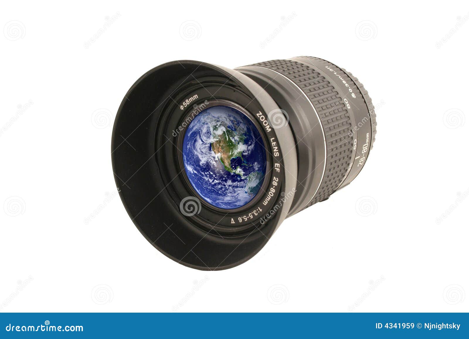 Camera Lens with the Earth in the Glass Stock Image - Image of aperture ...