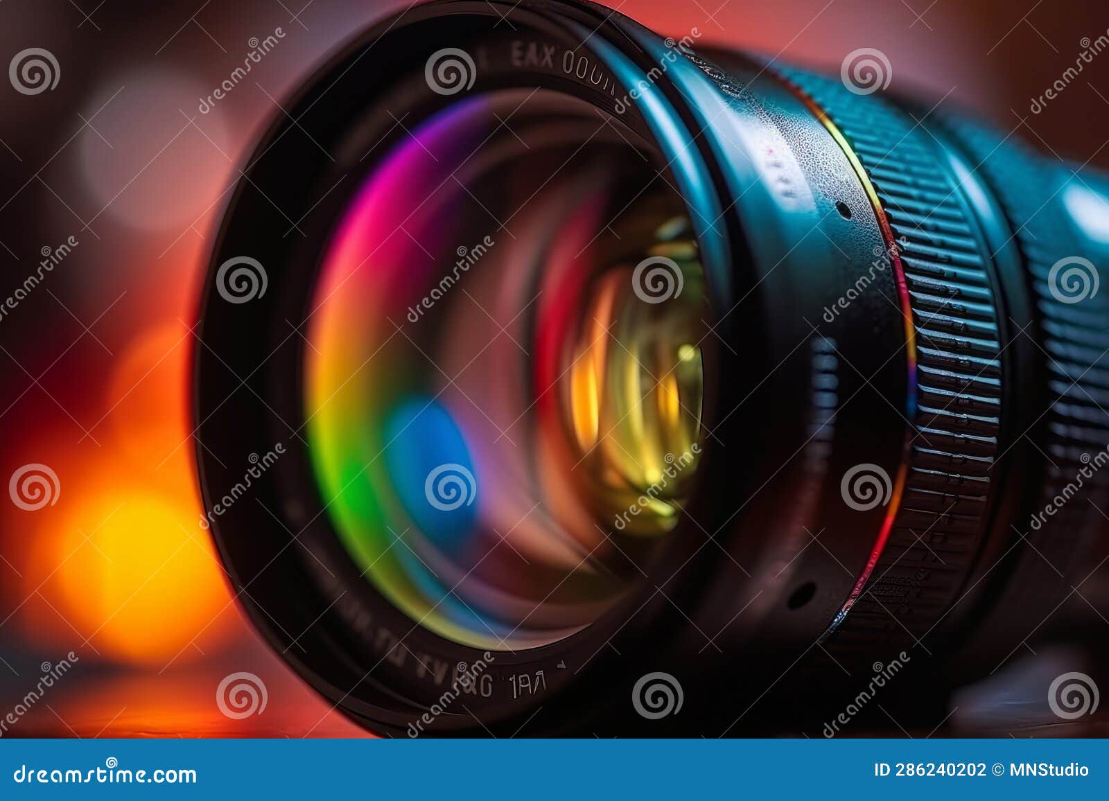 Camera Lens with Rainbow Refraction on a Background Stock Illustration ...