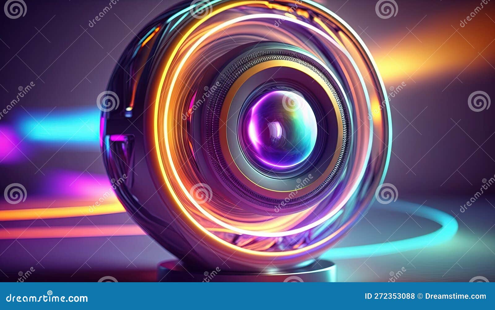 A Camera Lens is Shown with a Colorful Light Pattern on it Stock ...