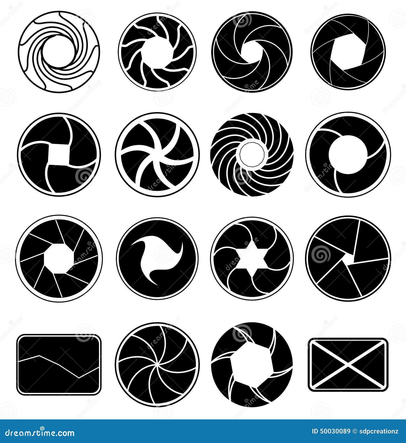 Camera Lens Shutter Icons Set Stock Vector - Image: 50030089