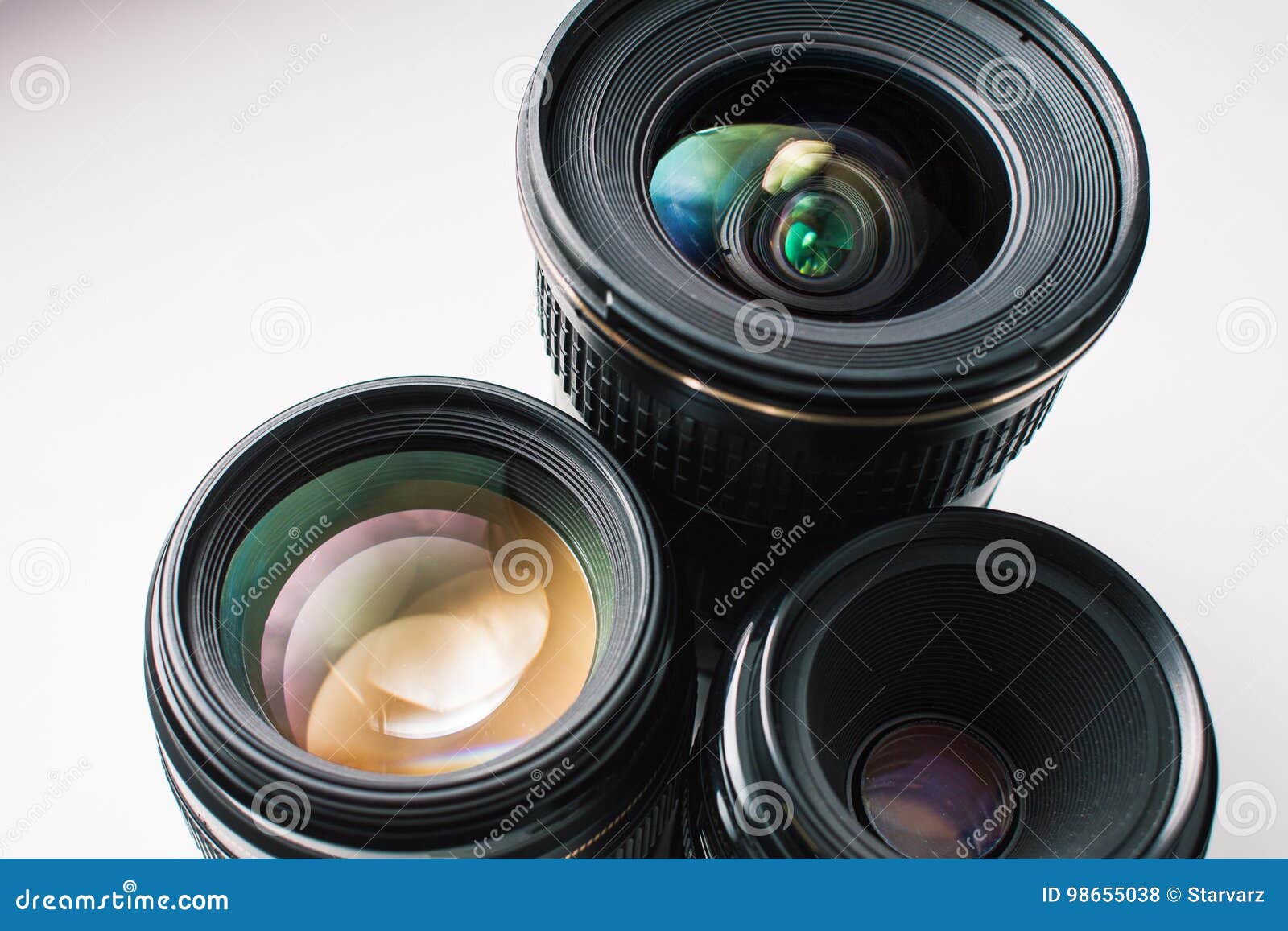 Camera Lenses on a White Surface Stock Photo - Image of lens, closeup ...