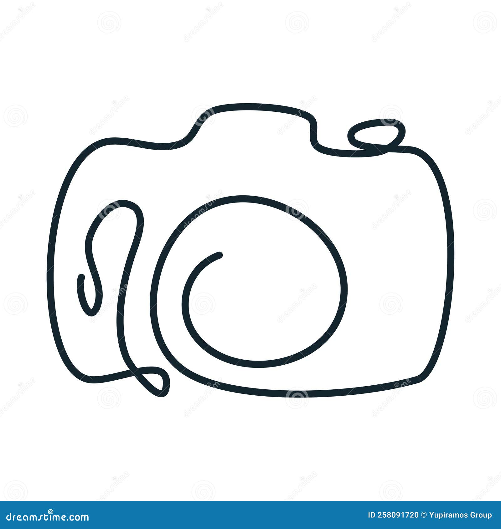 Camera line drawn stock vector. Illustration of drawing - 258091720