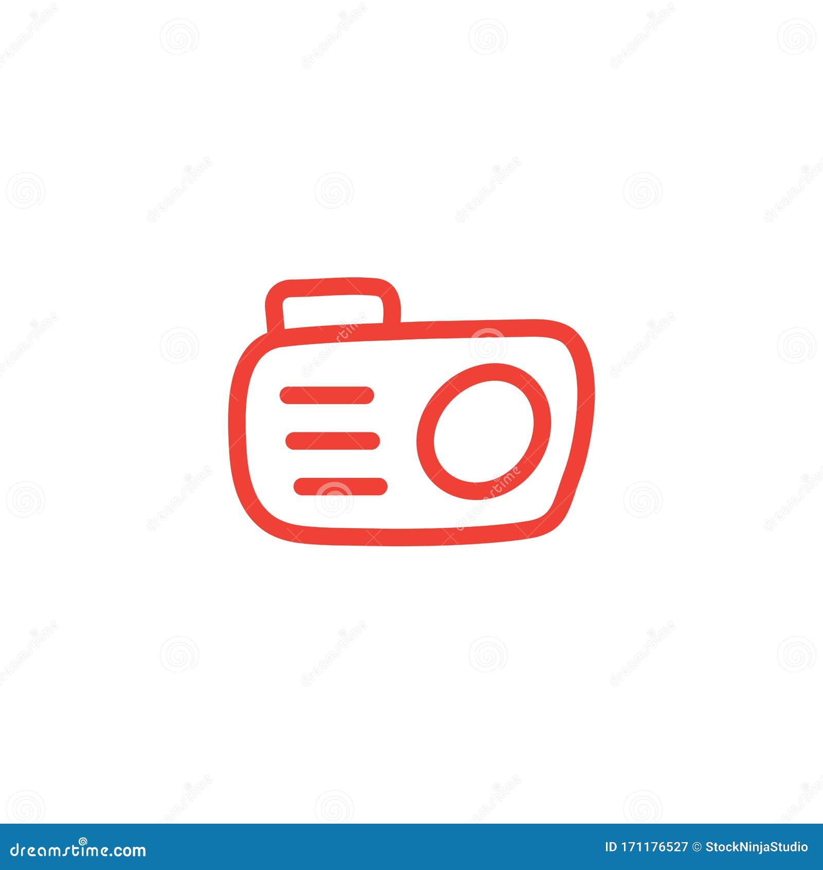 Camera Line Red Icon on White Background. Red Flat Style Vector ...