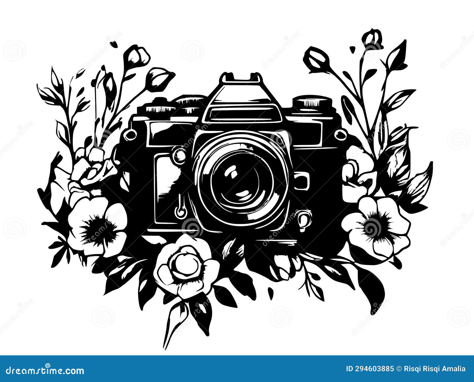 Camera logo with flowers stock illustration. Illustration of card ...