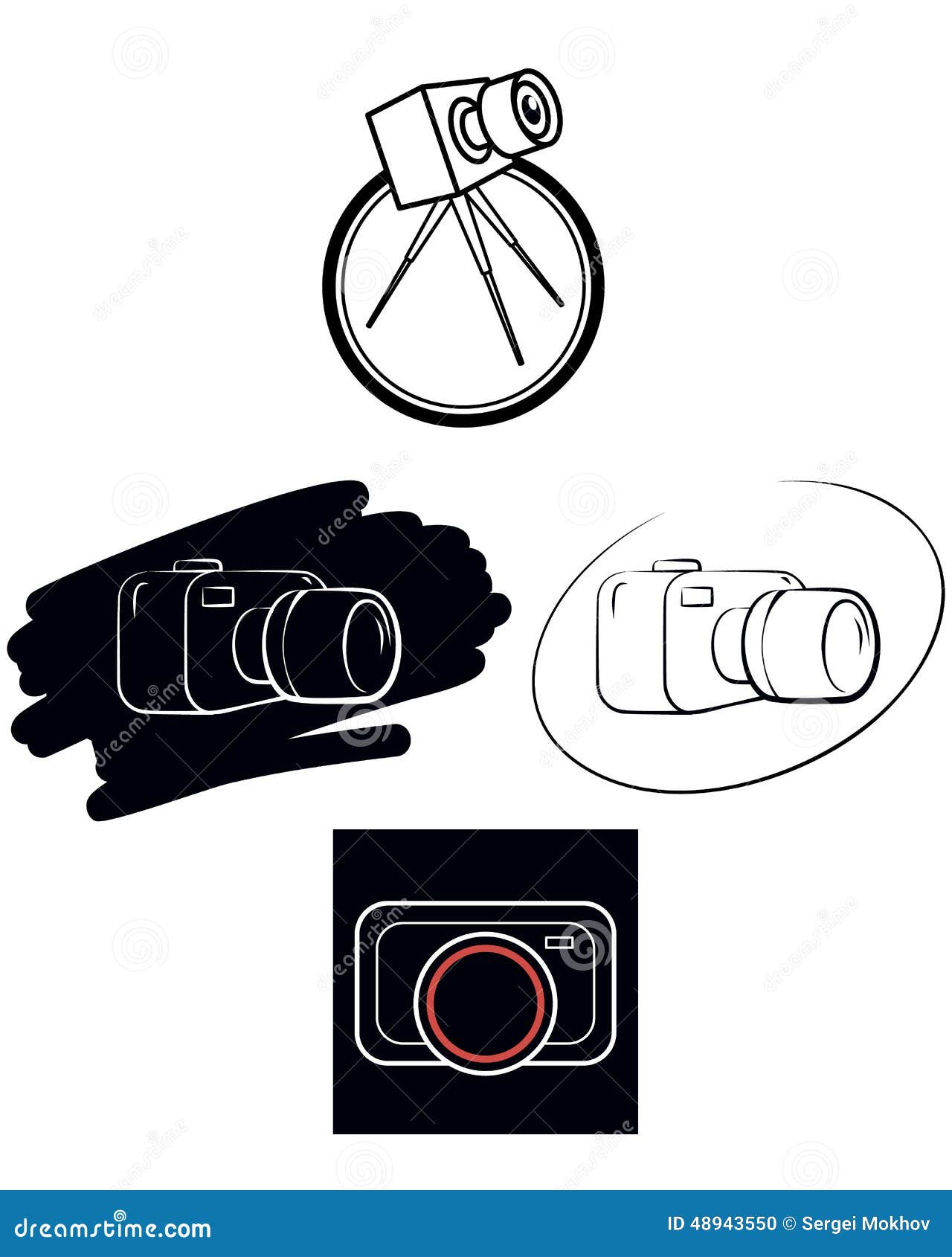 Camera logos on white stock vector. Illustration of lens - 48943550