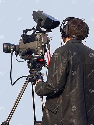 Camera man stock image. Image of headphones, electronics - 125143