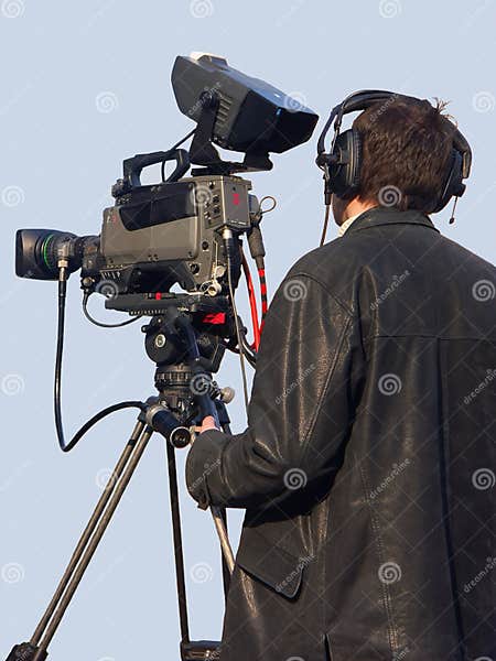 Camera man stock image. Image of headphones, electronics - 125143