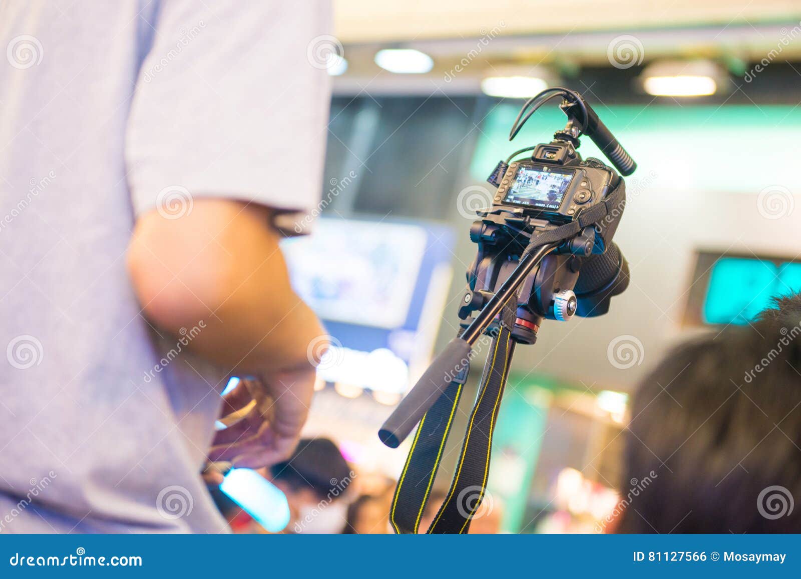 Camera Man is Recording Video in Town Stock Photo - Image of show ...