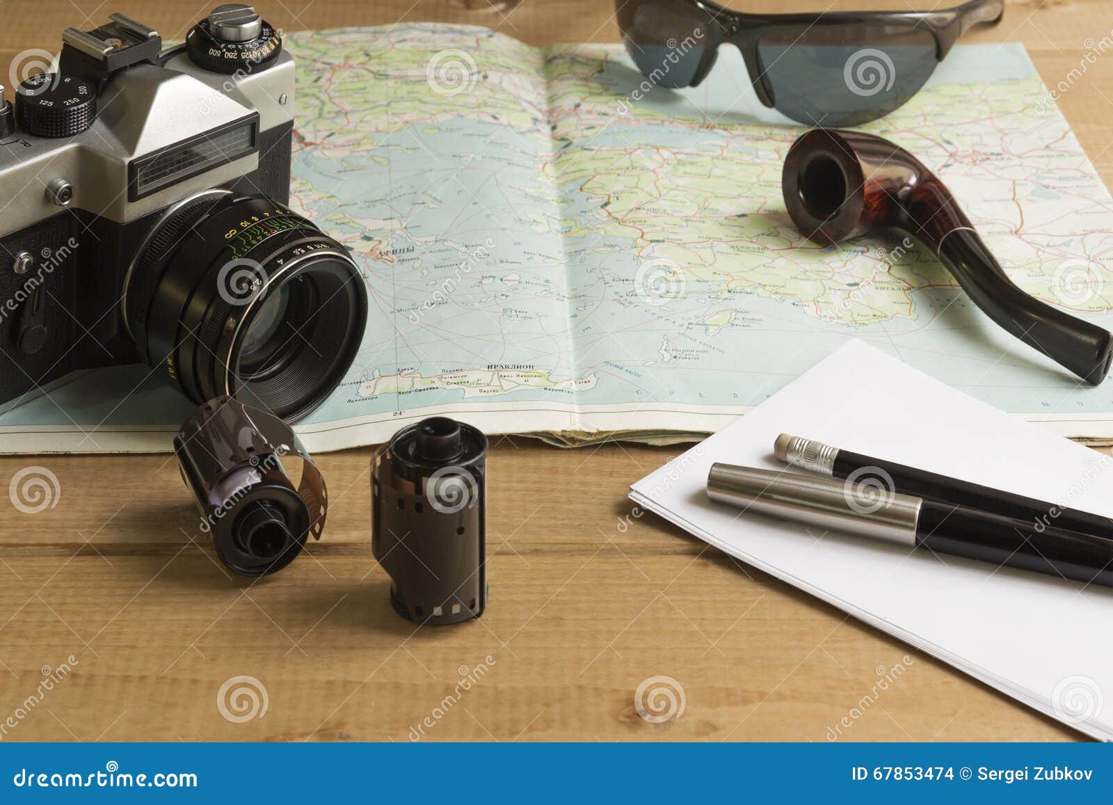 The camera on a map stock photo. Image of card, glasses - 67853474