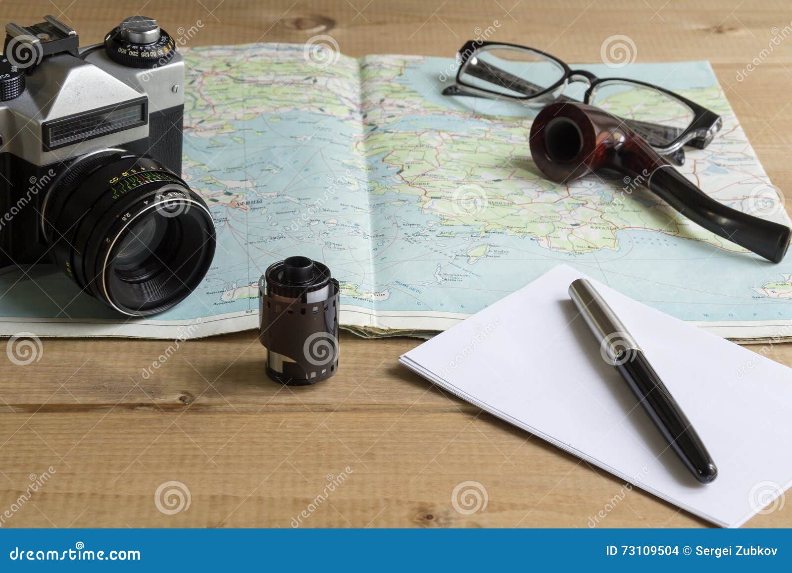 The camera on a map stock photo. Image of roll, activities - 73109504