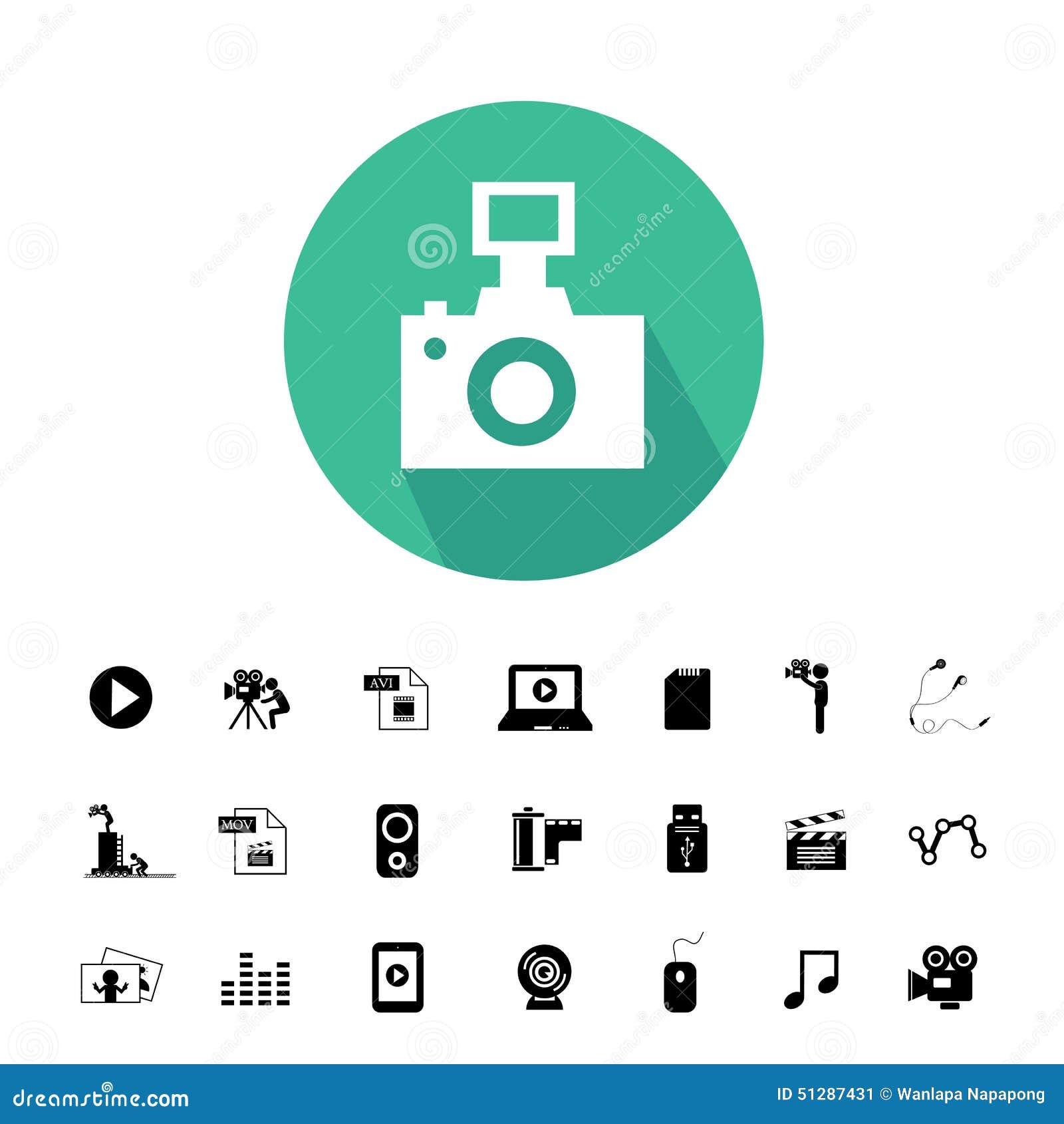 Camera and media icon set stock vector. Illustration of photographers ...