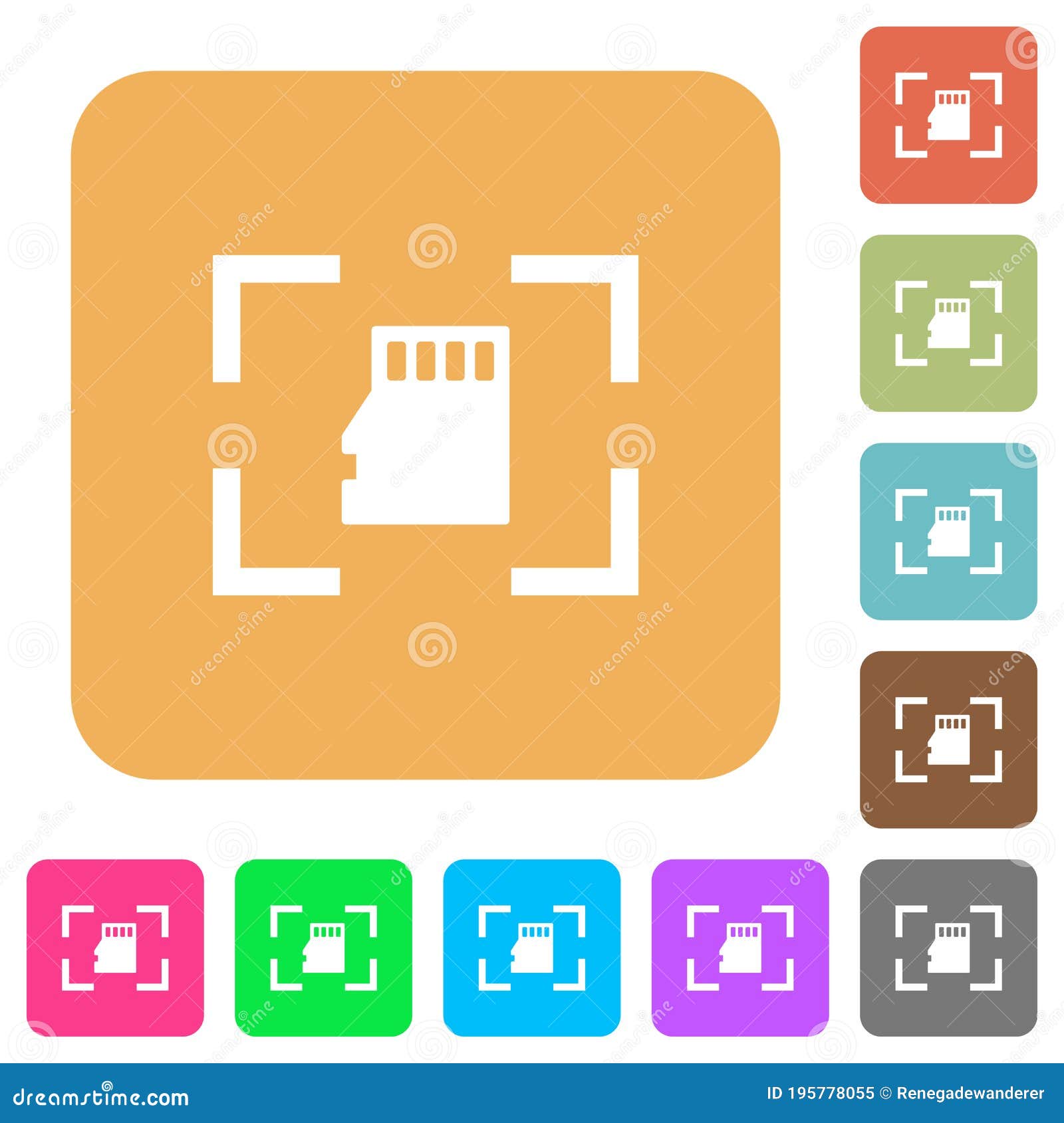 Camera Memory Card Rounded Square Flat Icons Stock Illustration ...