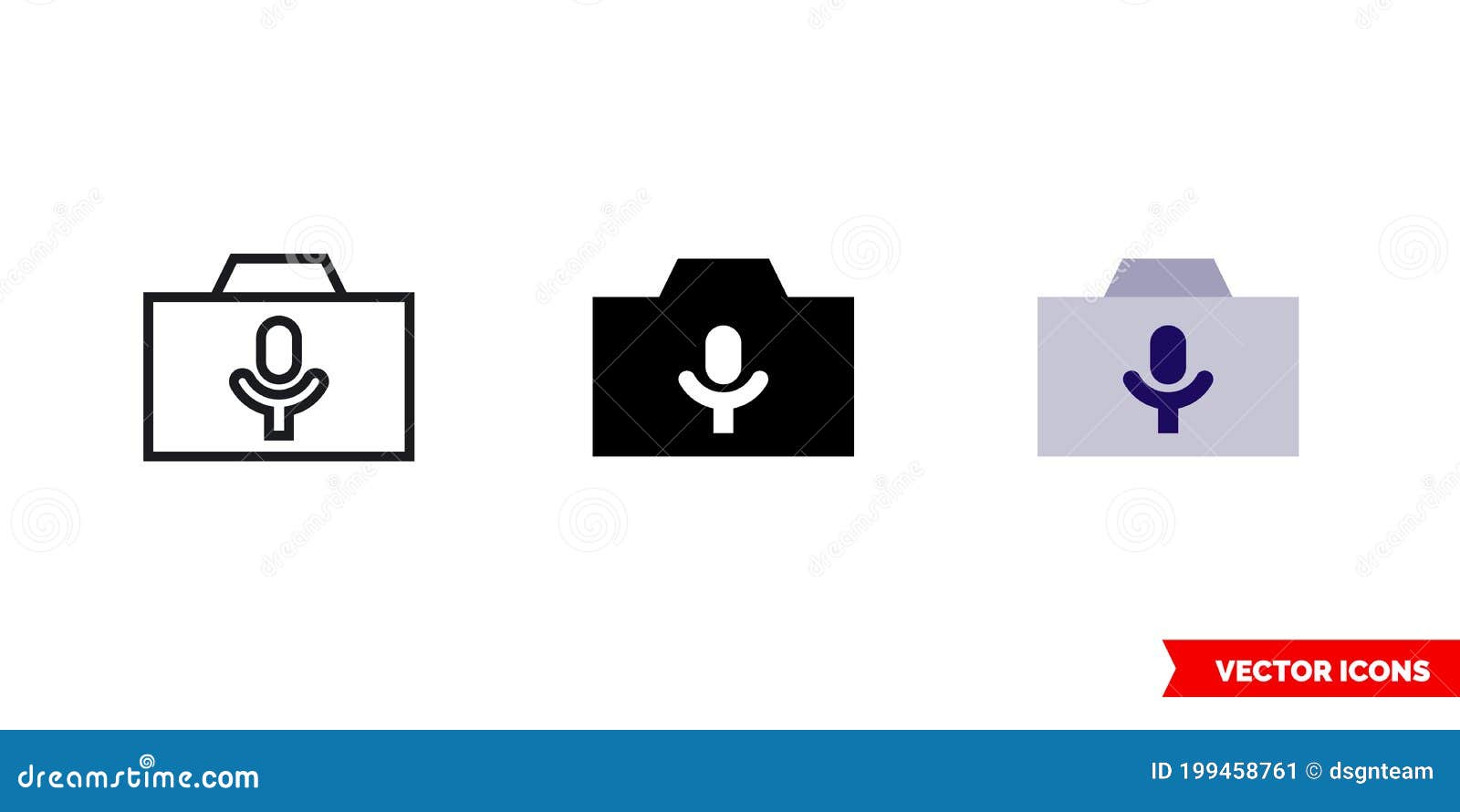 Set Of Microphone Types Icons. Editable Line Vector. | CartoonDealer ...