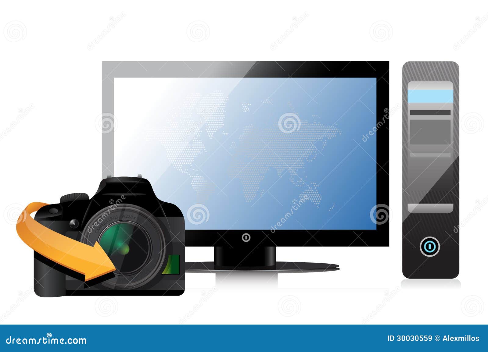 Camera and a Modern Computer Stock Illustration - Illustration of ...