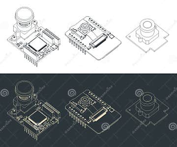 Camera modules blueprints stock vector. Illustration of design - 295366818