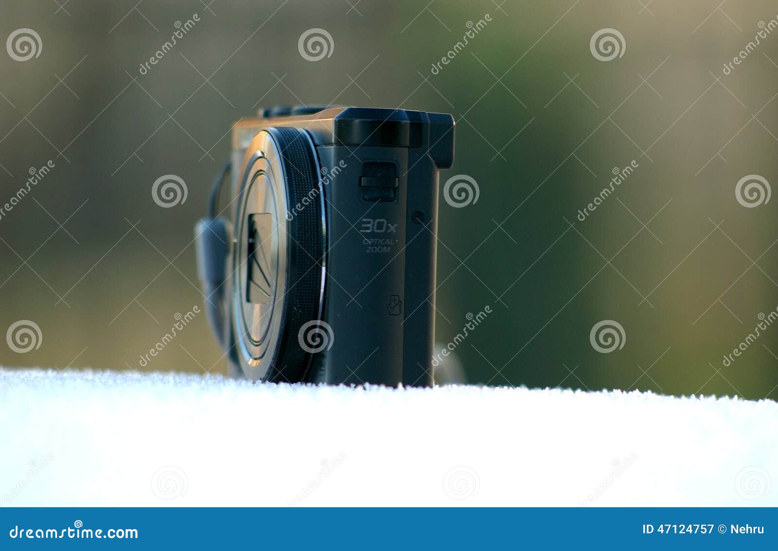 Camera on morning frost stock image. Image of dslr, photographic - 47124757
