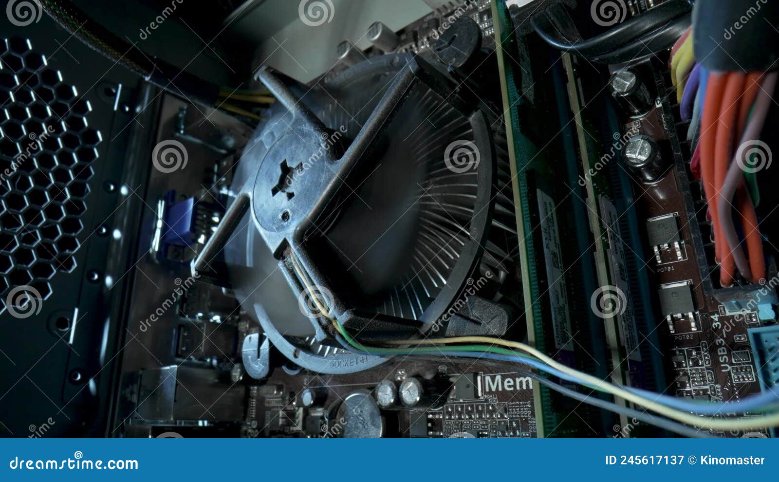 Camera Movement Inside an Computer System Unit. the Camera Zooms in on ...