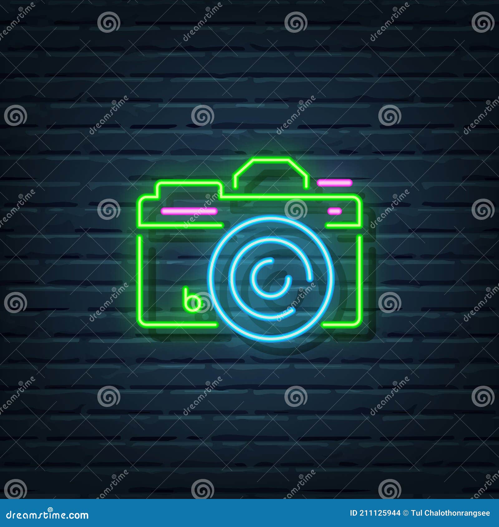 Camera Neon Logo. Glow In The Dark. Electric Theme Season. Party Night ...