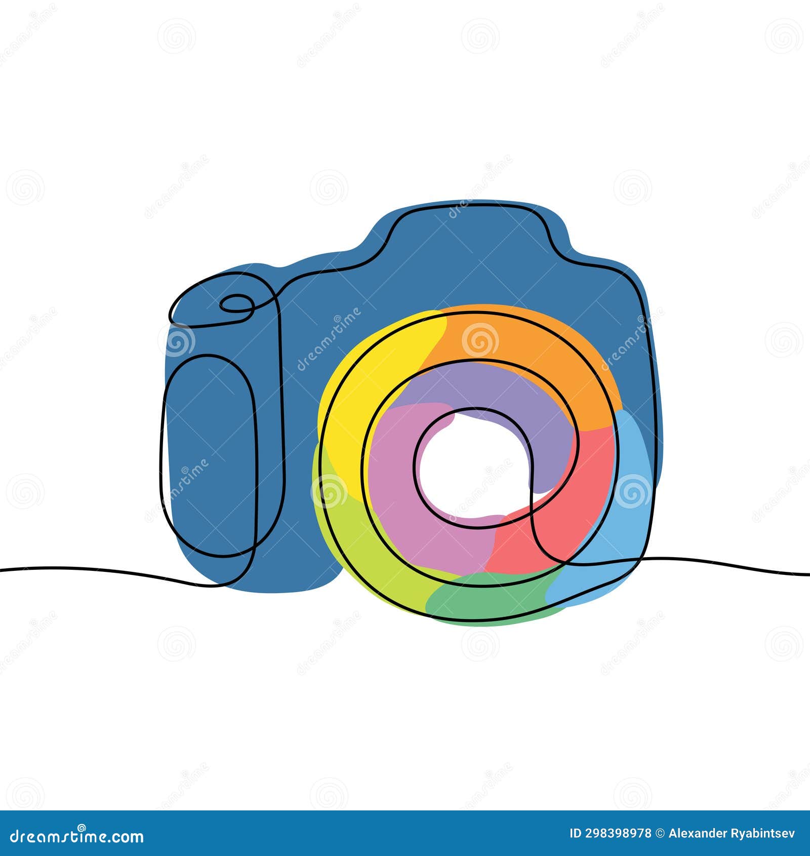 Camera One Line Colourful Vector Illustration Stock Vector ...