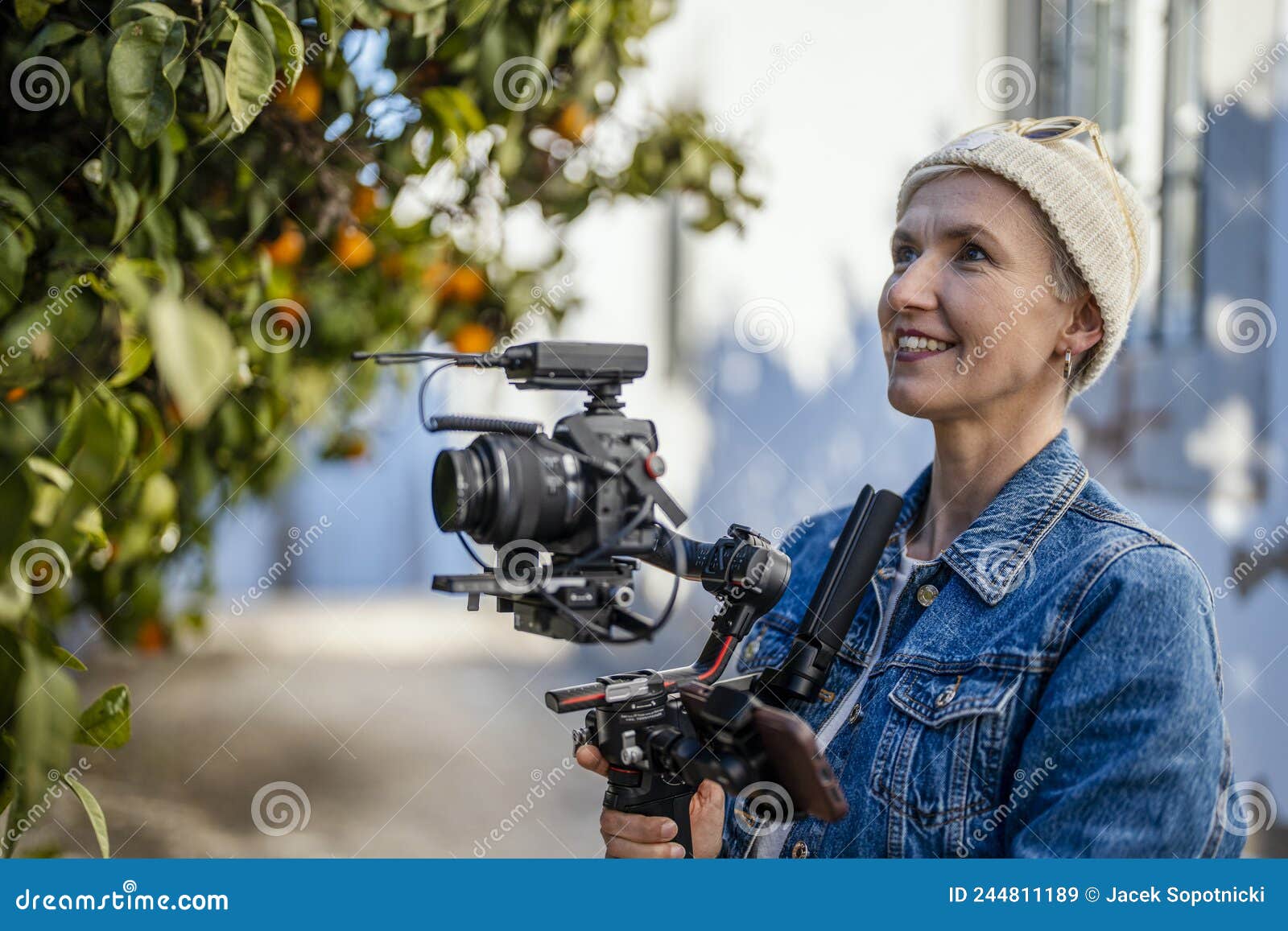 Camera Operator with Movie Setup Outdoor Stock Image - Image of ...