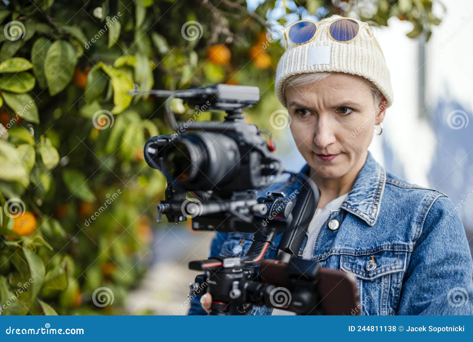 Camera Operator with Movie Setup Outdoor Stock Photo - Image of ...