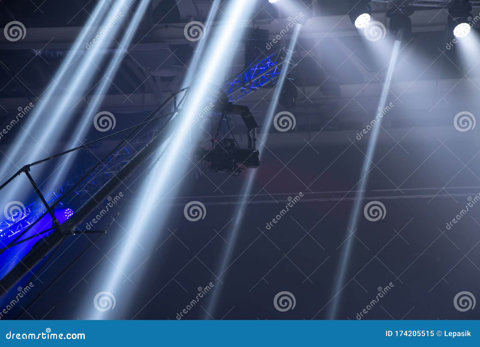 The Camera on the Operator`s Crane Flies Against the Background of ...