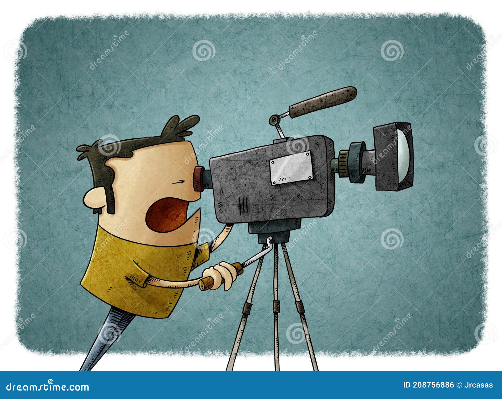 Camera Operator is Shooting a Movie while Looking through the Lens ...