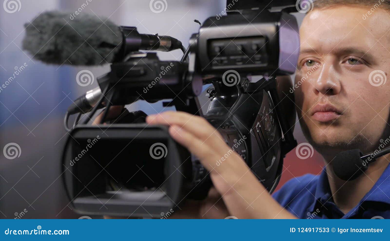 Camera Operator Working with a Cinema Broadcast TV Camera Stock Video ...