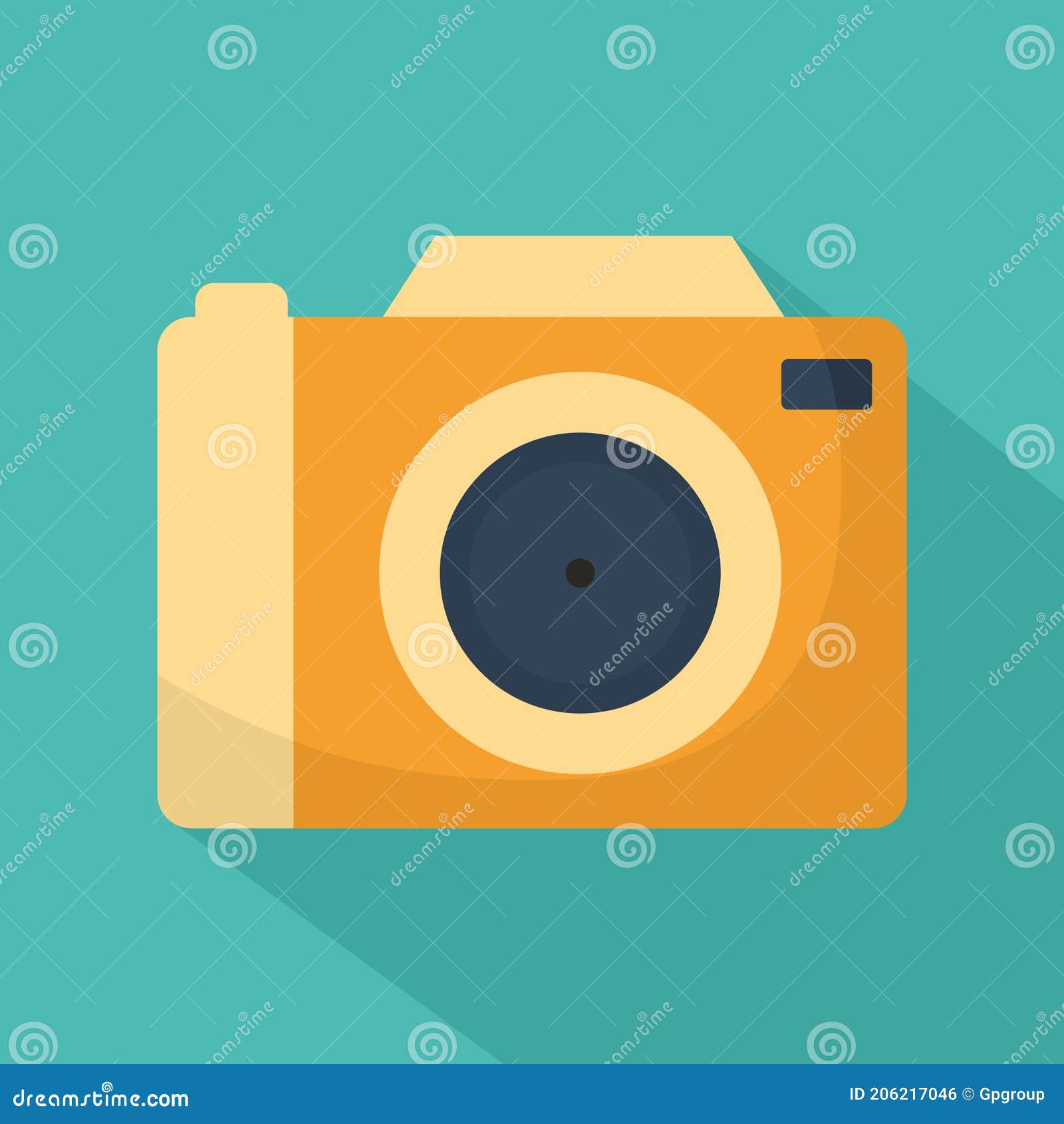 Camera with a Orange Color on a Blue Background Stock Vector ...