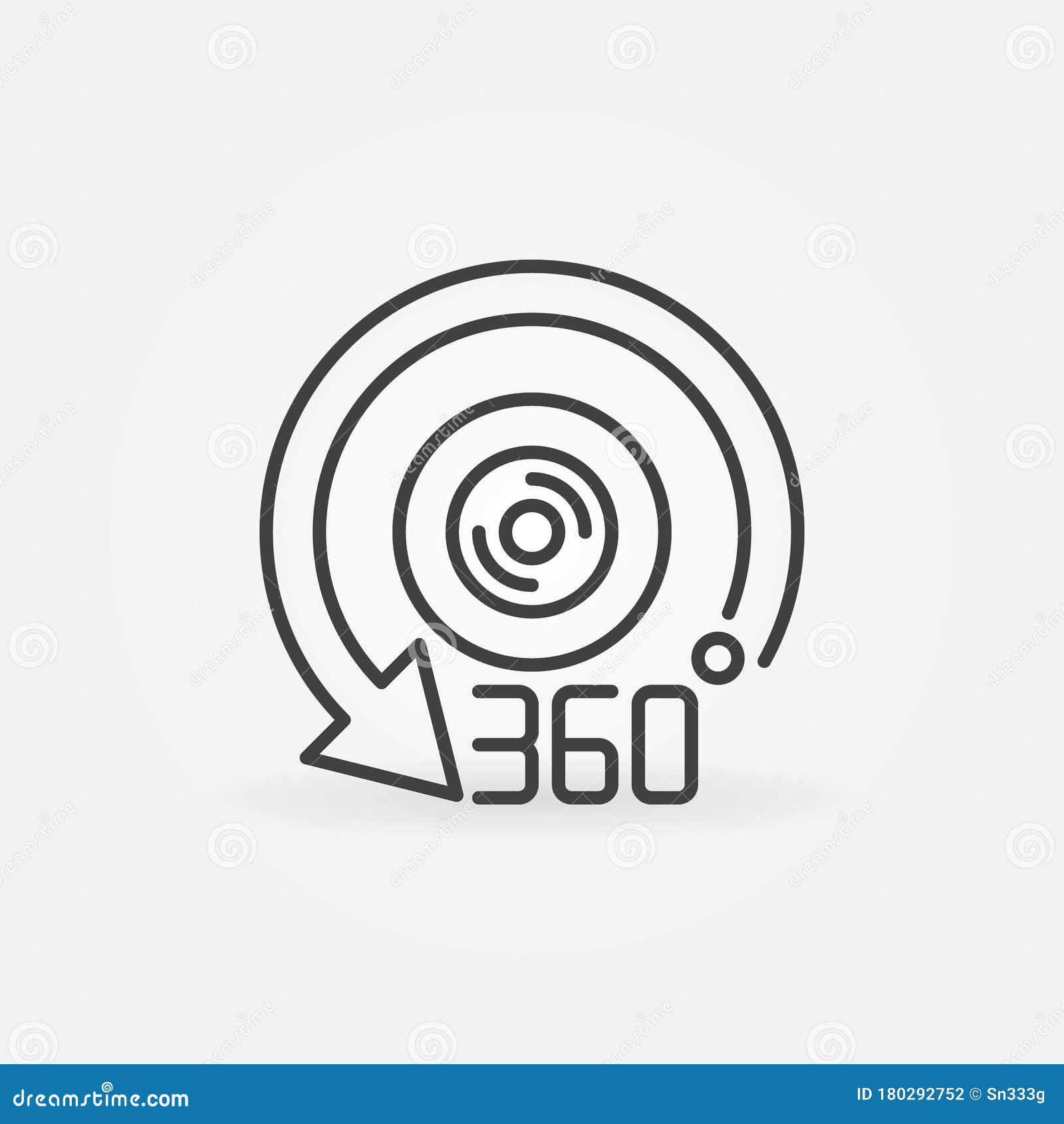 360 Camera Outline Icon - Vector 360-degree Lens Symbol Stock Vector ...