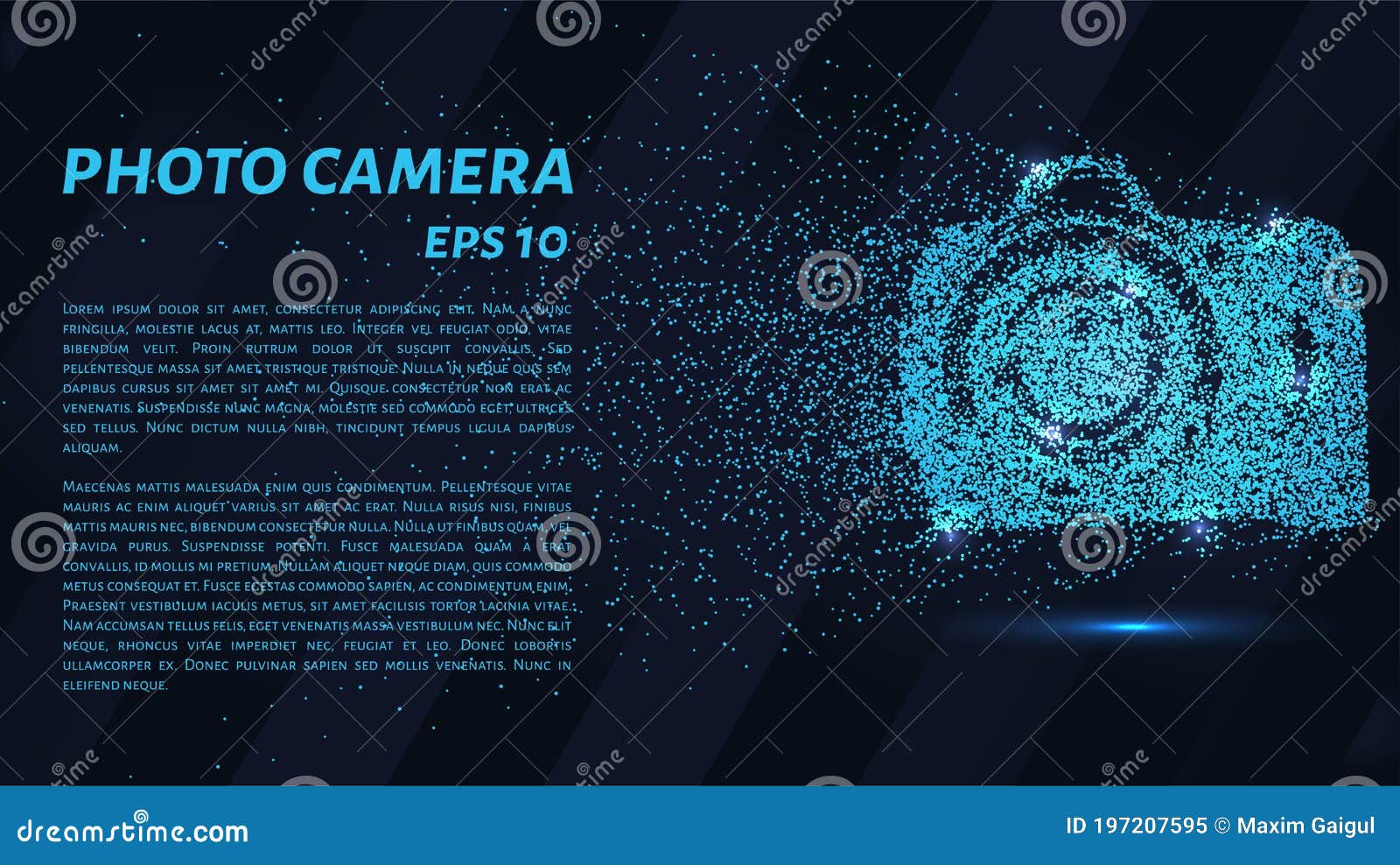 The Camera of the Particles. Photo Camera Consists of Small Circles ...