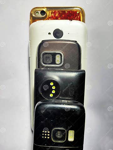Camera Phones Generations and Evolution in White Background Stock Photo ...