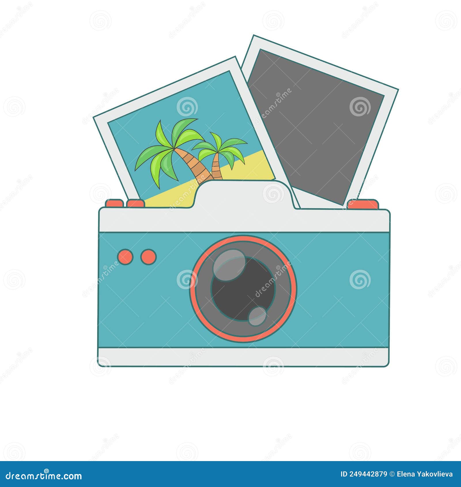 Camera with Photo. Flat Vector Illustration of a Camera. Isolated on ...
